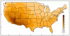 mapa de potencia de evaporación de estados unidos