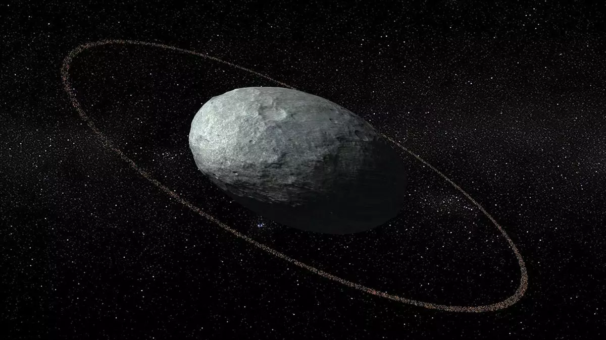 Haumea, 'n Dwergplaneet in die Kuipergordel, het sy eie ring