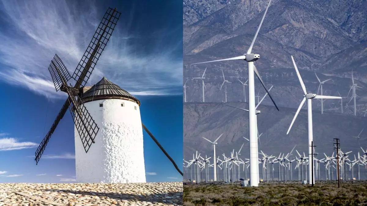 Qual é a diferença entre um moinho de vento e uma turbina eólica?