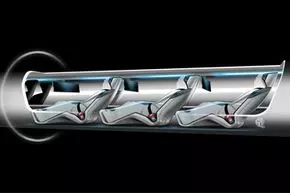 Hierdie uitsny van die Hyperloop-passasierkapsule gee jou 'n idee van hoe dit kan wees om in die voorgestelde vervoerstelsel te sit.