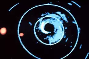 Visualizzazione radar del centro dell'uragano Fred.