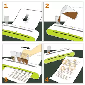 Để cắt giảm lượng điện sử dụng, máy in cà phê sẽ cần một chút mỡ khuỷu tay. Người dùng sẽ phải nạp mực vào hộp mực (bã cà phê) và di chuyển qua lại để hoàn thành quá trình in.