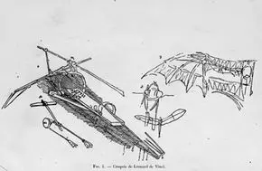 Leonardo da Vinci összetett ornitopterének vázlata.