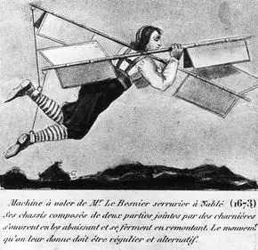 D'une manière ou d'une autre, Besnier le serrurier a réussi à voler sur de courtes distances avec sa conception.