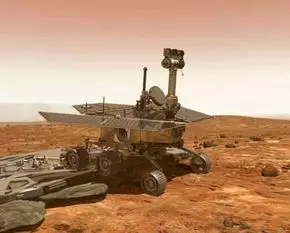 Ohun olorin ká Rendering ti ọkan ninu awọn meji Mars Exploration Rovers, Ẹmí ati Anfani. Awọn mejeeji rọrun lati de ilẹ ju awọn ọkọ oju-iwe ibalẹ ti o wọle si eniyan nitori pe wọn fẹẹrẹ fẹẹrẹ.