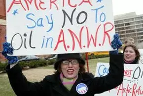 Einige Mitglieder der Umweltbewegung, wie diese Frau, die gegen die US-Energiepolitik demonstriert, protestieren friedlich, während Ökoterroristen es auf die Spitze treiben.
