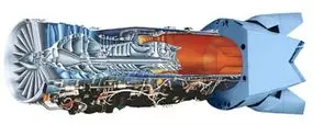 Cutaway van Pratt & Whitney F119-motor