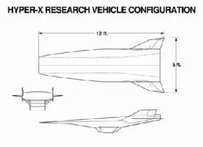 វិមាត្រនិងទិដ្ឋភាពនៃ X-43A