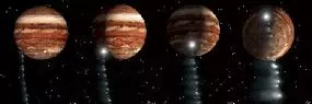 Mākslinieka atveidojums komētas Shoemaker-Levy 9 un Jupitera sadursmei